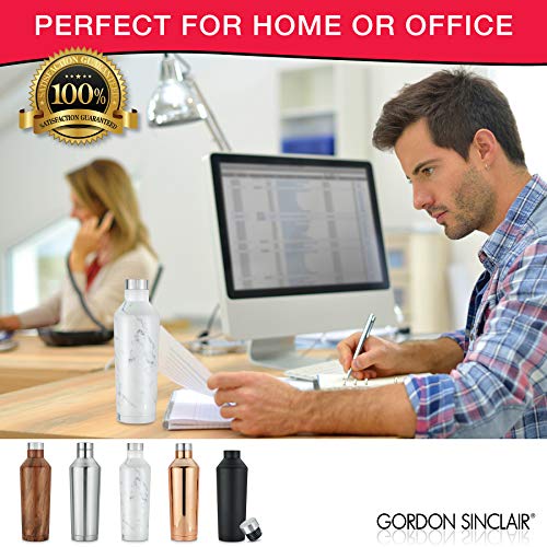 Gordon Sinclair Marble Riviera 17 oz Double Walled Stainless Steel Water Bottles The Vacuum Insulated Water Bottle is Leak Proof & a Thermos for Hot Drinks for 12 Hours and Cold Drinks for 24 Hours