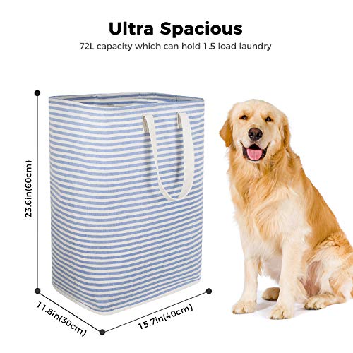 Lifewit 72L Freestanding Laundry Hamper Collapsible Large Clothes Basket with Easy Carry Extended Handles for Clothes Toys, Grey and Blue