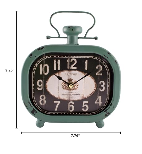 La Crosse 404-3425 Distressed Teal Metal Clock