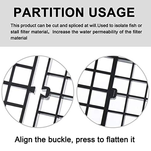 12Pcs Aquarium Fish Tank Divider Plastic Egg Crate Aquarium Filter Bottom Tray Grid Isolation Board Partition Net Pane Separator for Mixed Breeding Light Diffuser,15Pcs Sucker Clips Suction Cups,Black