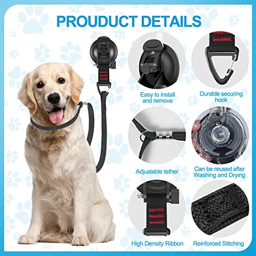 Dog Bathing Tether with Heavy Suction Cup, Dog Grooming Tub Restraint Soft Nylon Leash with Adjustable Collar for Pet Dog Cat Shower and Grooming