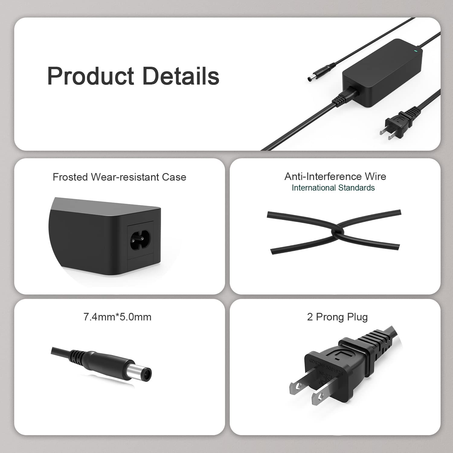 65W AC Charger Compatible with Dell Chromebook 11 3180 3189 3120 P22T CB1C13 Laptop Power Adapter Supply Cord with UL Safety Certification