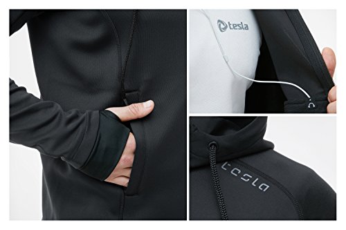 TSLA Men's Full Zip Up Hoodie Jacket, Long Sleeve Performance Training Hoodie, Lightweight Workout Running Track Jackets, Active Fullzip Jacket Grey, Small