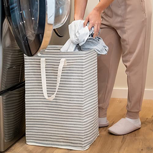 Lifewit 72L Freestanding Laundry Hamper Collapsible Large Clothes Basket with Easy Carry Extended Handles for Clothes Toys, Grey and Blue