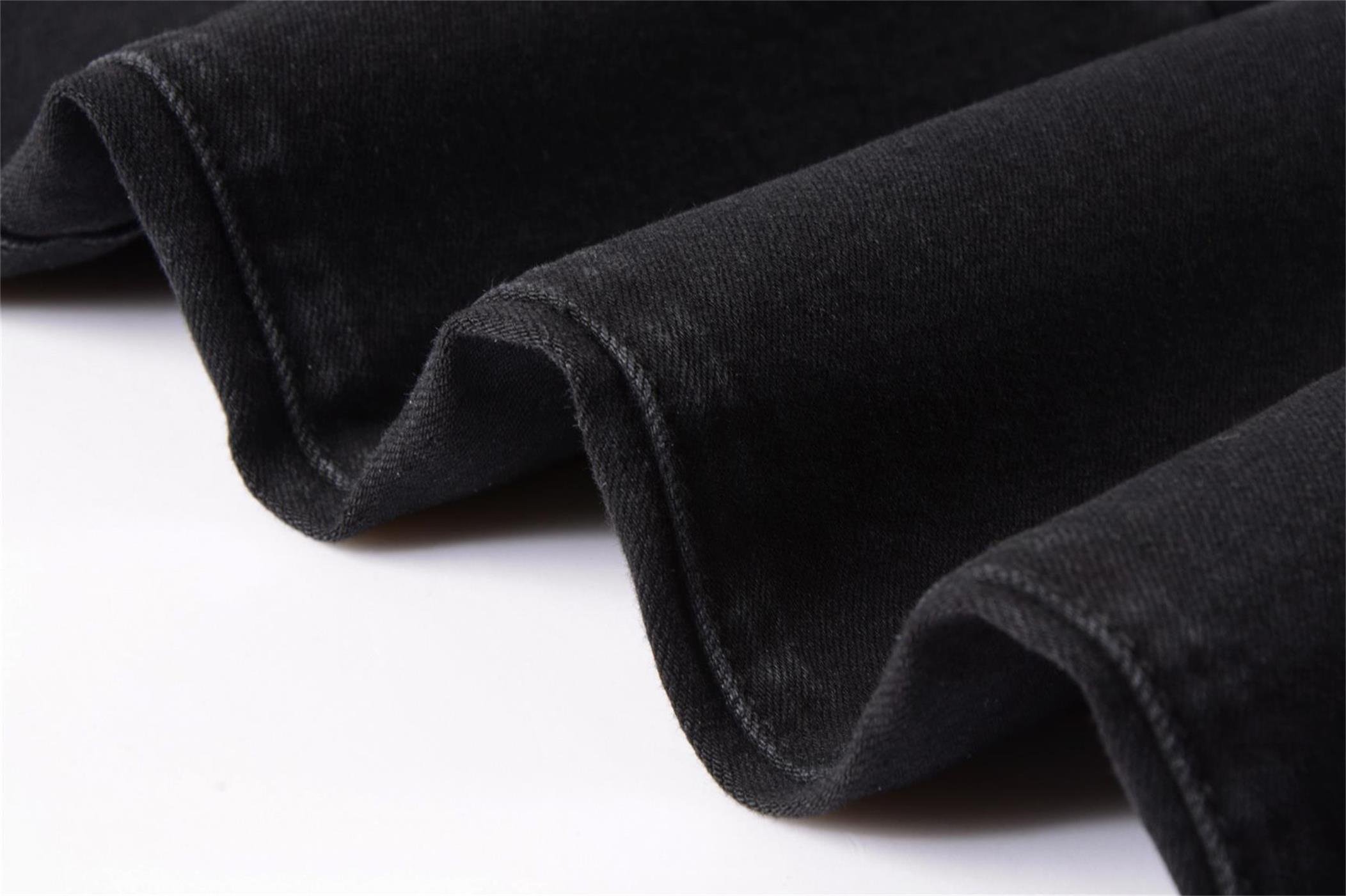 ZLZ Black Ripped Biker Jeans for Men Slim Fit, Men's Comfy Stretch Distressed Biker Jeans Pants Rock, Designer Jeans, Size 36