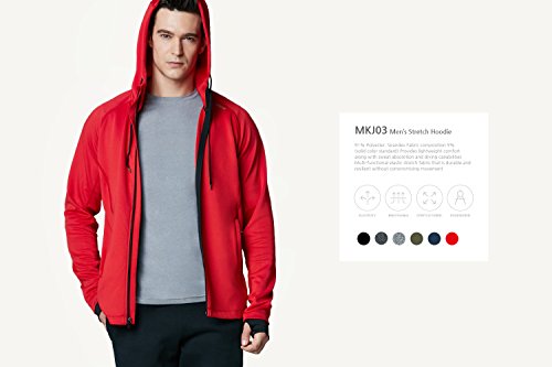 TSLA Men's Full Zip Up Hoodie Jacket, Long Sleeve Performance Training Hoodie, Lightweight Workout Running Track Jackets, Active Fullzip Jacket Grey, Small