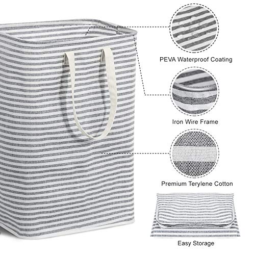 Lifewit 72L Freestanding Laundry Hamper Collapsible Large Clothes Basket with Easy Carry Extended Handles for Clothes Toys, Grey and Blue
