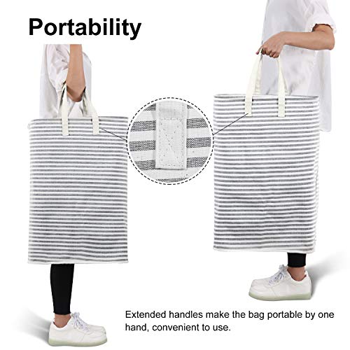 Lifewit 72L Freestanding Laundry Hamper Collapsible Large Clothes Basket with Easy Carry Extended Handles for Clothes Toys, Grey and Blue