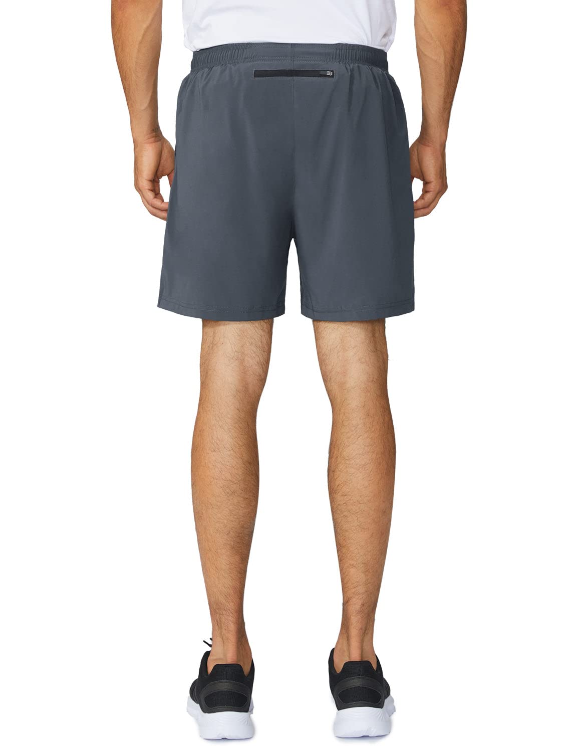 BALEAF Men's 5" Running Athletic Shorts Zipper Pocket for Workout Gym Sports Gray Size M