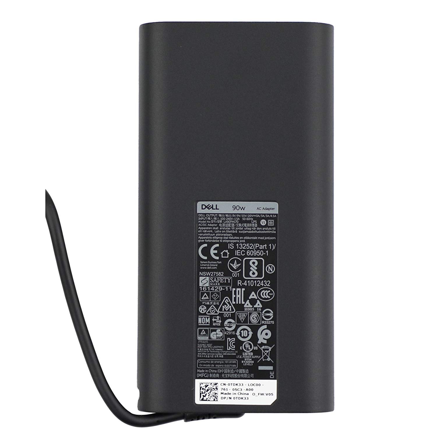 Dell LA90PM170 USB-C AC Adapter TDK33 0TDK33 20v/12v/9V/5v-4.5A/3A/3A/3A, Original 90watt Type-C Charger, LA90PM170,for Latitude 5280 5480 5580 7280 7480 7380