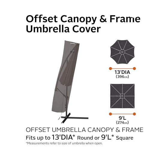 Classic Accessories Ravenna Water-Resistant 13 Foot Offset Patio Umbrella Canopy & Frame Cover, Patio Furniture Covers