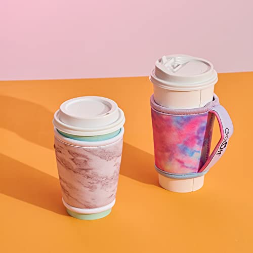 GoCuff Hot And Iced Coffee Cup Reusable Sleeves Neoprene Insulator with Handle for Cold And Hot Beverage Coozies For Soda, Latte, Tea Coffee Cups β Tired As Mother 2.0 (Medium)