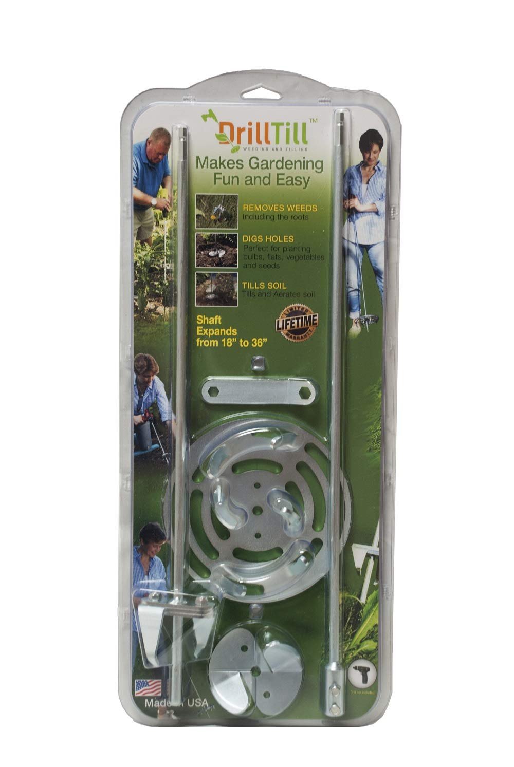Drill Till, 3 in 1, Smartest Gardening Tools for Weeding, Tilling and Bulb Planting| Includes Hole Digger for Plants, Weeding Tool, 2 Rods & Tiller for Gardening| Use with Cordless Drill/Screwdriver