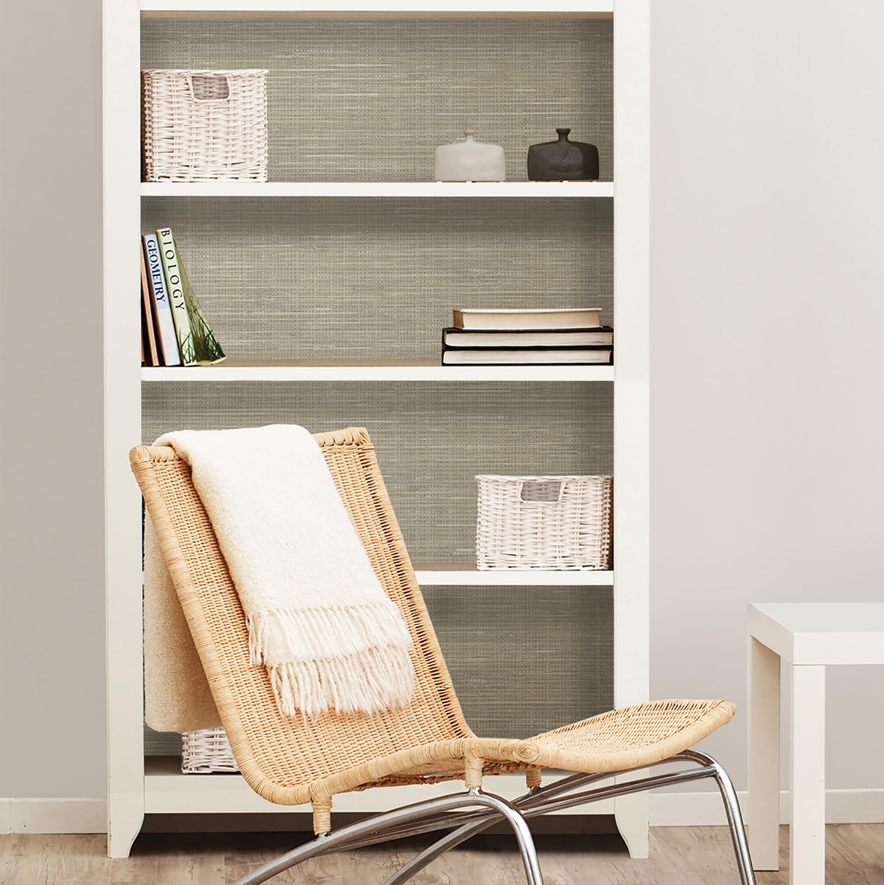NuWallpaper NUS2215 Wheat Grasscloth Peel & Stick Wallpaper, Neutral