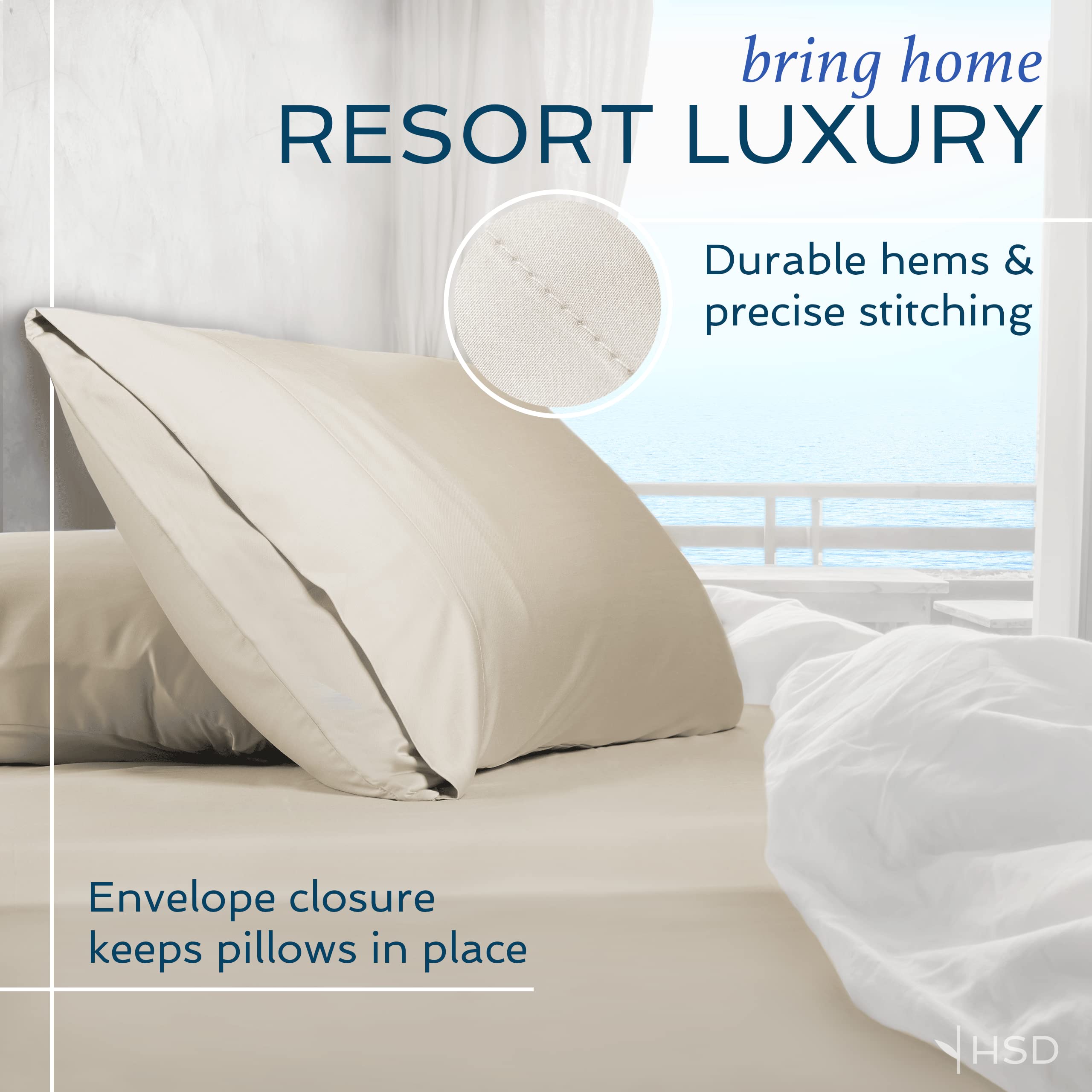 Hotel Sheets Direct Queen Size Pillowcases 2 Pack, 20x30 Inch, Cooling, Breathable Pillow Cases, 100% Viscose Derived from Bamboo Pillow Covers, Silky Soft for Hair & Skin, Elegant Bedroom Look, White