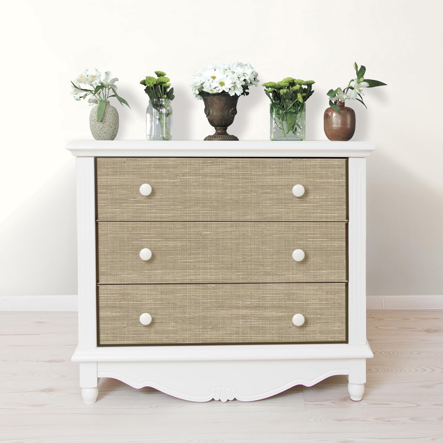 NuWallpaper NUS2215 Wheat Grasscloth Peel & Stick Wallpaper, Neutral