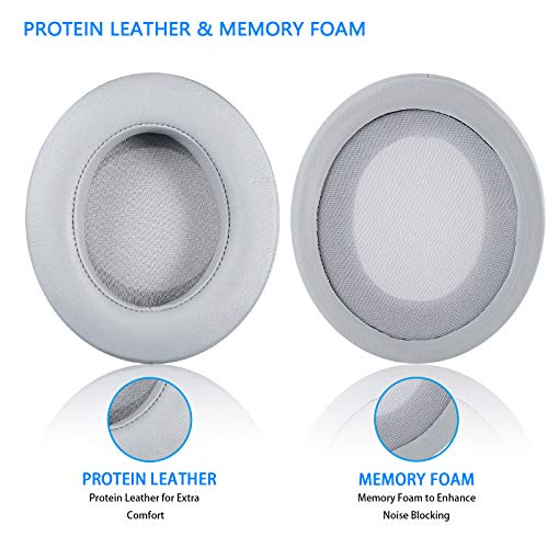 Jecobb Replacement Ear Pads Cushion Cover with Protein Leather & Memory Foam for Razer Nari, Ultimate, Essential, Kraken Kitty, Kraken Tournament Edition Headset ONLY β Oval (Grey)