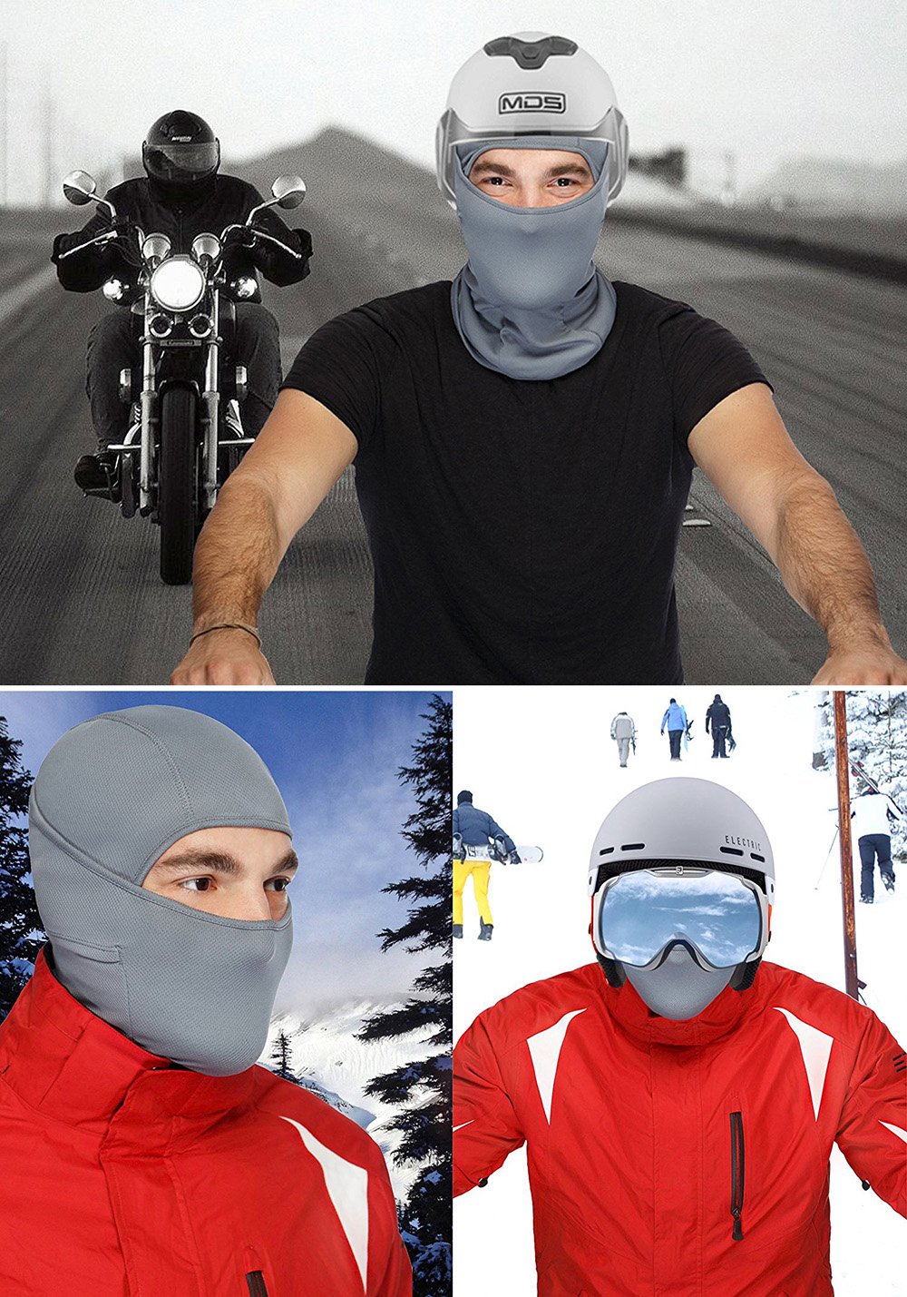 Balaclava Face Windproof Ski Mask Neck Warmer Tactical Hood Polyester 2 Pack Black