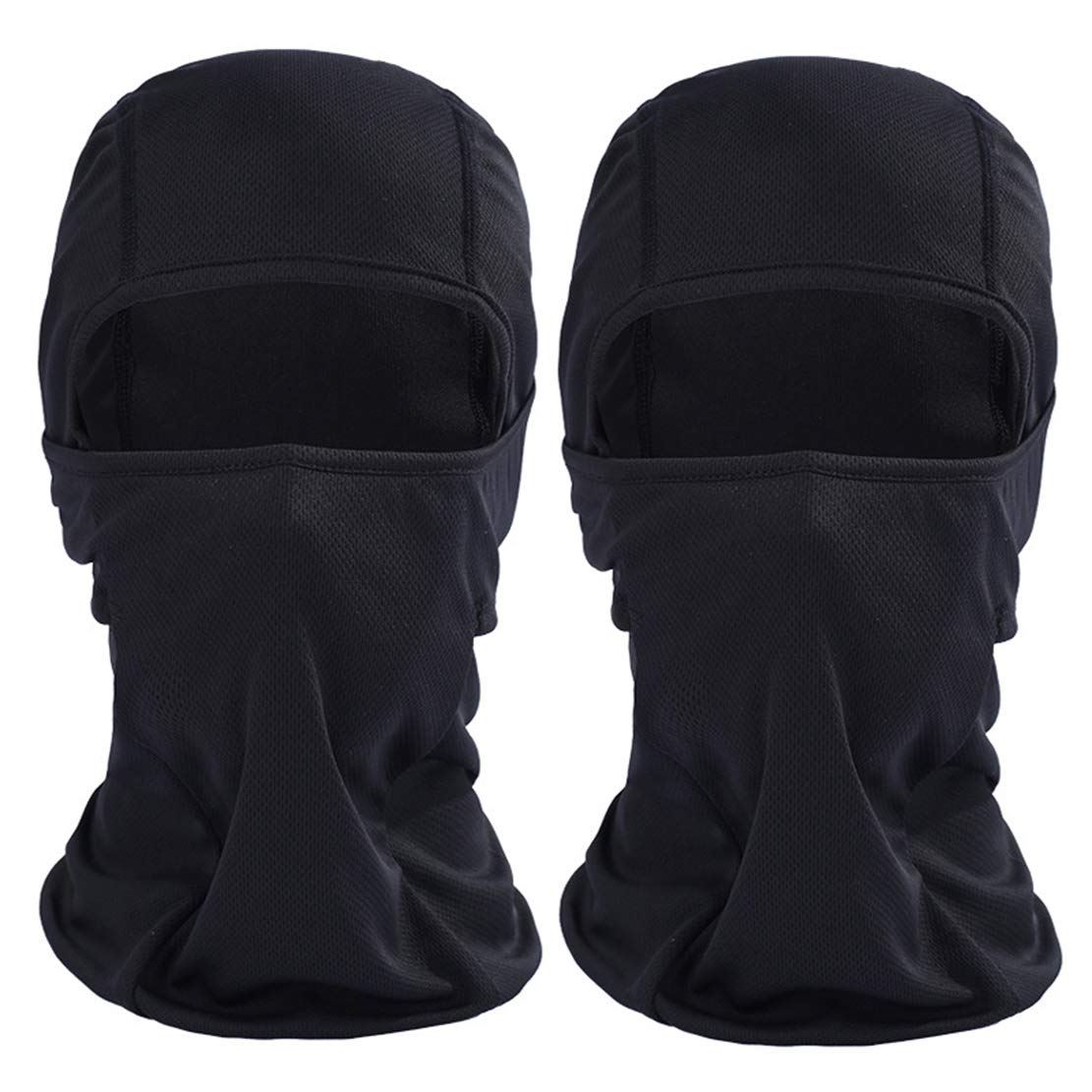 Balaclava Face Windproof Ski Mask Neck Warmer Tactical Hood Polyester 2 Pack Black