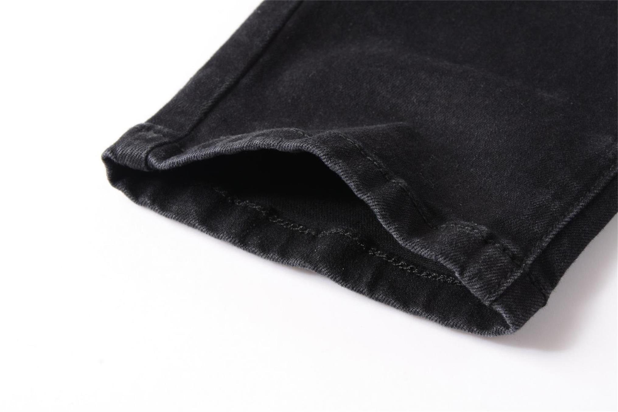 ZLZ Black Ripped Biker Jeans for Men Slim Fit, Men's Comfy Stretch Distressed Biker Jeans Pants Rock, Designer Jeans, Size 38