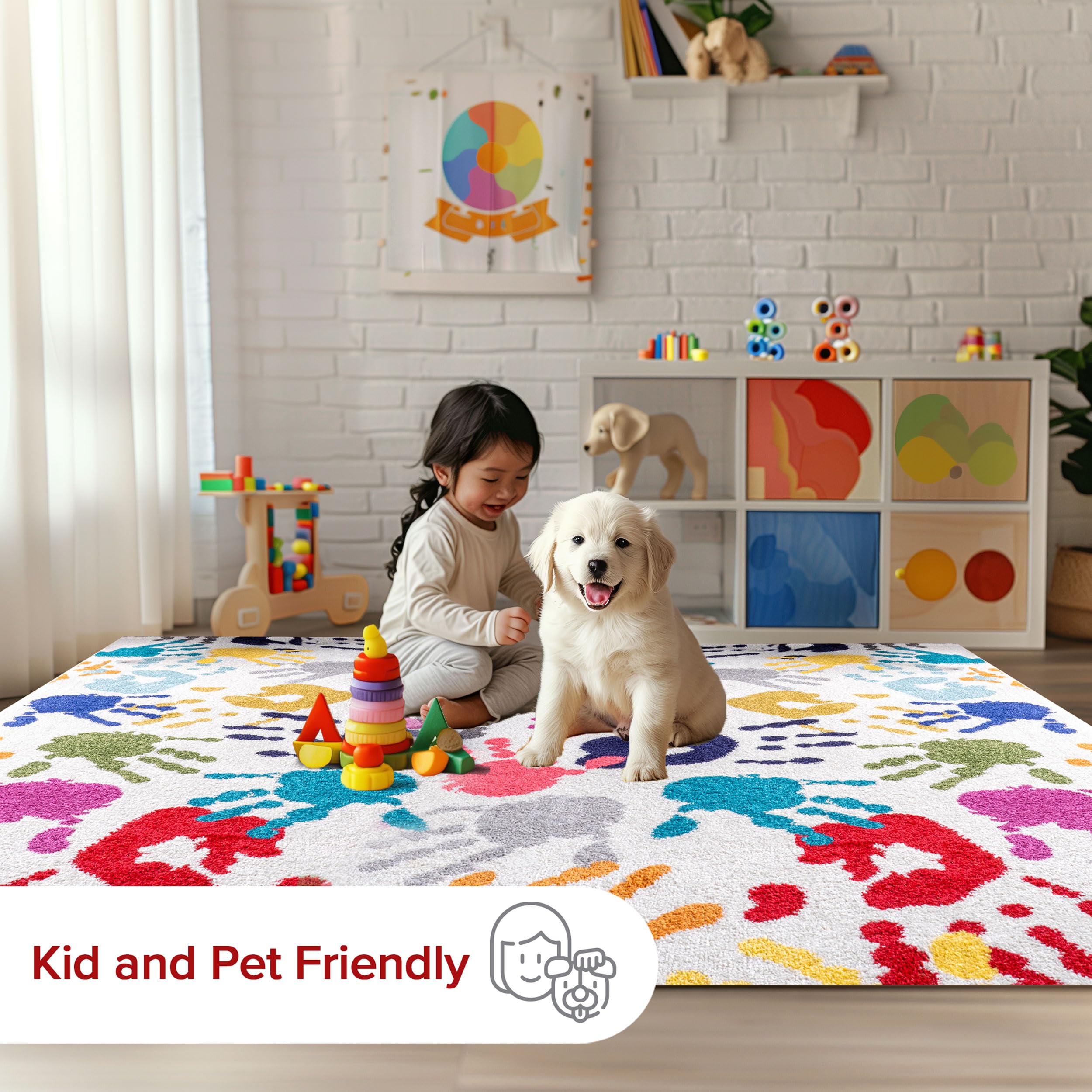nuLOOM Pinkie Handprint Kids Area Rug, 3x5, Multi