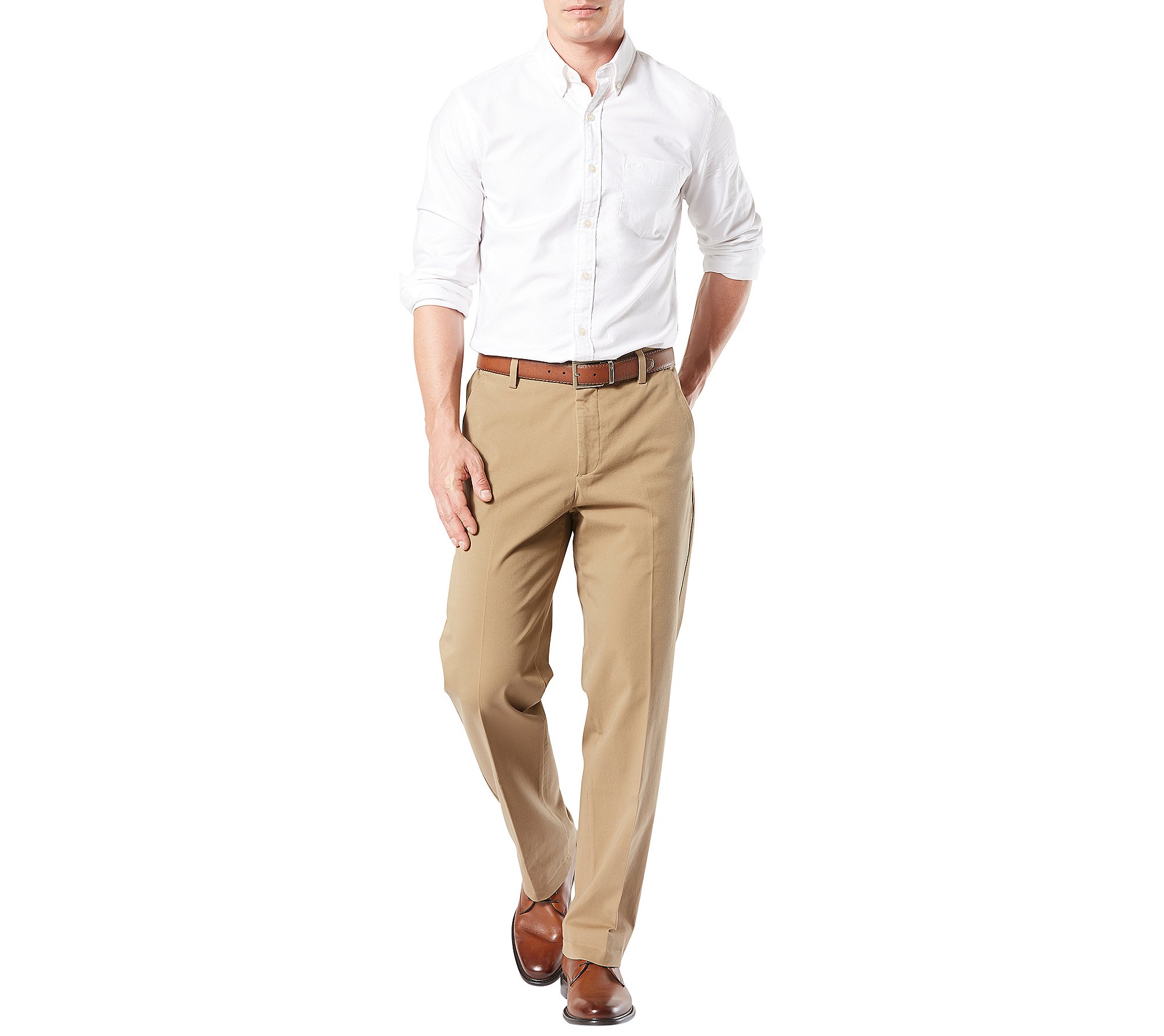 Dockers Men's Classic Fit Workday Smart 360 Flex Pants (Standard and Big & Tall), New British Khaki, 38W x 32L