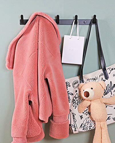 Lonnom Coat Rack Wall Mounted - 6 Hook Modern Glue and Screw Heavy Duty Design Hanger for Coat Hat Towel Purse,Black