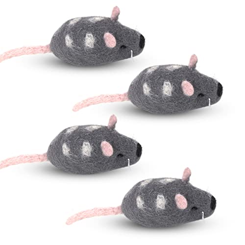 Feltcave Wool Cat Mouse Toys β Handmade Felt Mouse Cat Toy Without Catnip, Cat Toys for Indoor Cats, Cat Mice Toys 4-Pack