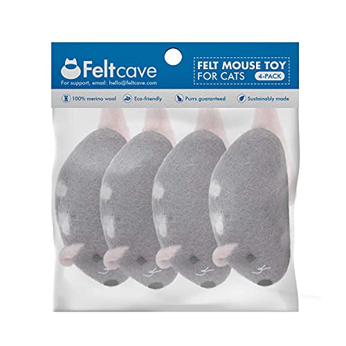 Feltcave Wool Cat Mouse Toys β Handmade Felt Mouse Cat Toy Without Catnip, Cat Toys for Indoor Cats, Cat Mice Toys 4-Pack