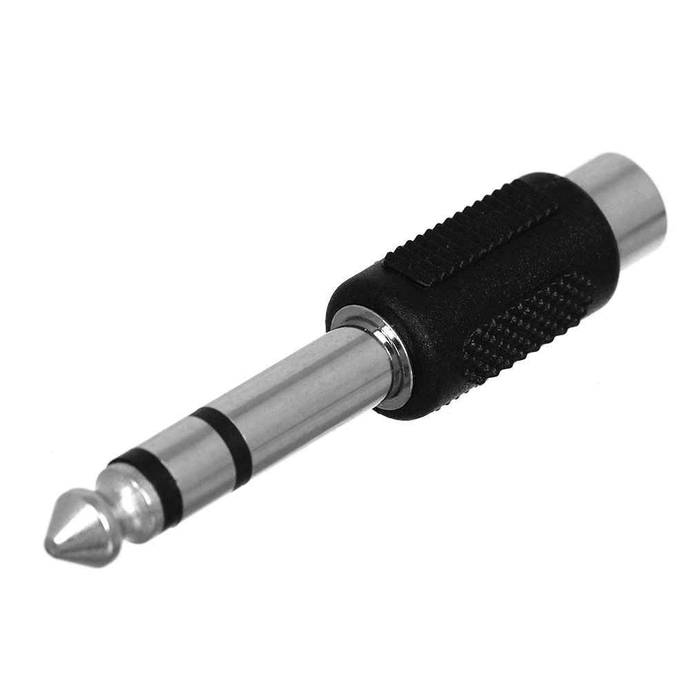 CESS 6.35mm 1/4 Inch Stereo TRS Male Plug to RCA Female Jack Silver Adapter Connectors - 6.35mm Stereo Male to RCA Female (4 Pack)
