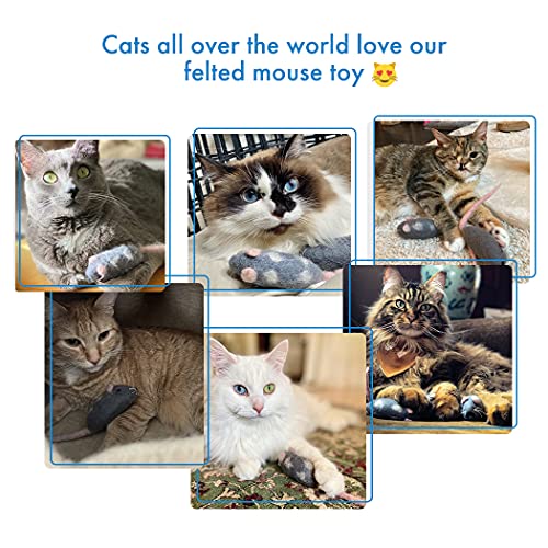 Feltcave Wool Cat Mouse Toys β Handmade Felt Mouse Cat Toy Without Catnip, Cat Toys for Indoor Cats, Cat Mice Toys 4-Pack