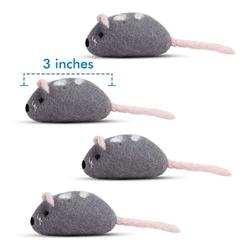 Feltcave Wool Cat Mouse Toys β Handmade Felt Mouse Cat Toy Without Catnip, Cat Toys for Indoor Cats, Cat Mice Toys 4-Pack