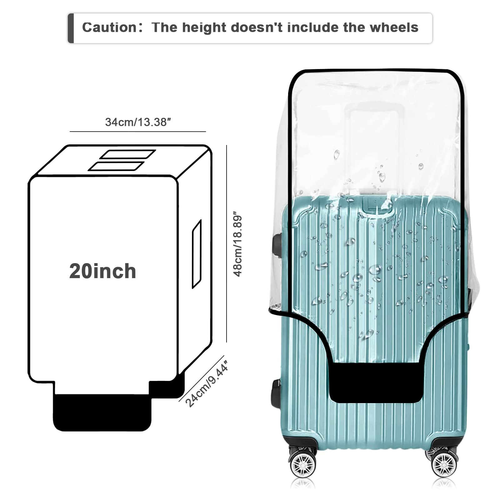 GigabitBest Suitcase Covers for Luggage – Clear PVC Suitcase Cover Protectors, Full-Thicken Transparent Waterproof Sleeve with Large Velcro for 19"-20" Wheeled Suitcases