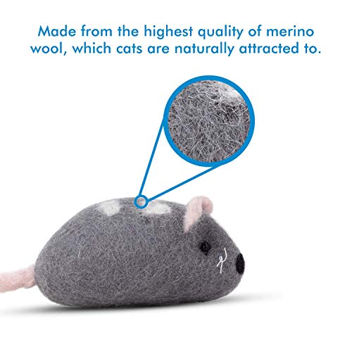 Feltcave Wool Cat Mouse Toys β Handmade Felt Mouse Cat Toy Without Catnip, Cat Toys for Indoor Cats, Cat Mice Toys 4-Pack