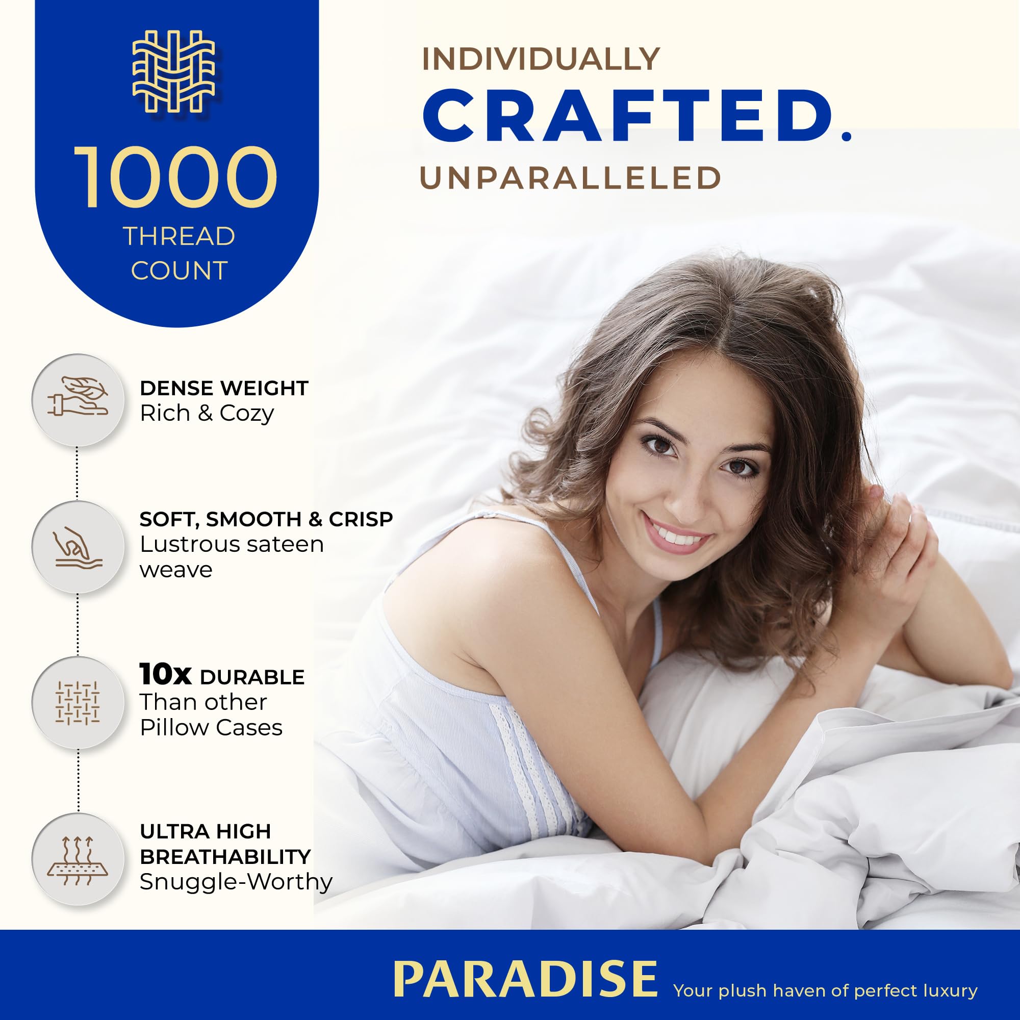 THREAD SPREAD 100% Egyptian Cotton Pillow Cases - 1000 Thread Count Pillow Cases Queen/Standard Size Set of 2, Soft, Breathable Extra Long Staple Sateen Weave Cotton Pillow Cover for Bed - Dark Grey