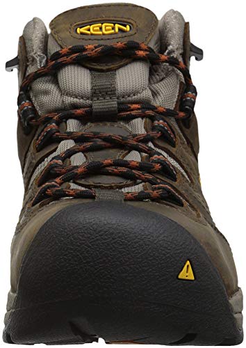 KEEN Utility Men's Detroit XT Mid Height Soft Toe Waterproof Work Boots, Black Olive/Leather Brown, 13 Wide