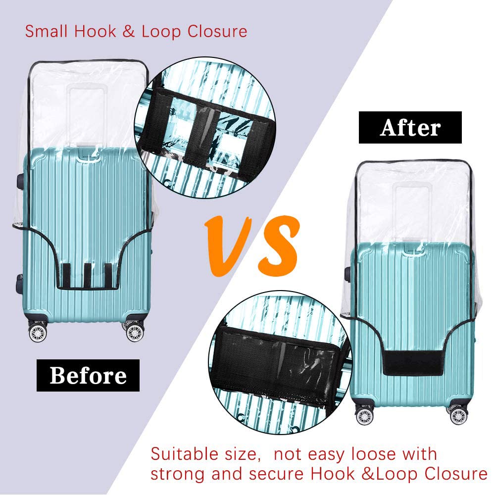 GigabitBest Suitcase Covers for Luggage – Clear PVC Suitcase Cover Protectors, Full-Thicken Transparent Waterproof Sleeve with Large Velcro for 19"-20" Wheeled Suitcases