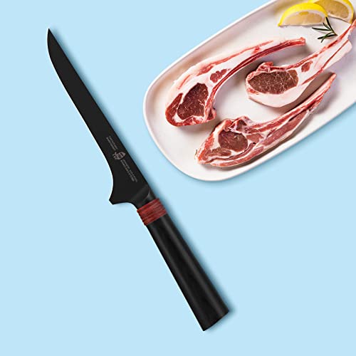TUO Boning Knife 6" - Ultra Sharp Flexible Meat Fillet Knife - HC Japanese AUS-8 Stainless Steel - Comfortable Pakkawood Handle with Sheath & Luxurious Gift Box - Dark Knight Series