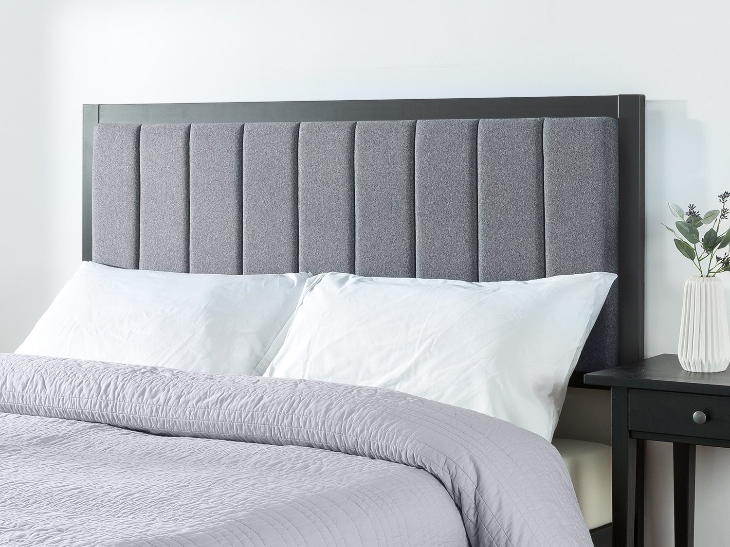 ZINUS Anuar Upholstered Headboard Channel Stitched Upholstery, Easy Assembly, King, Gray
