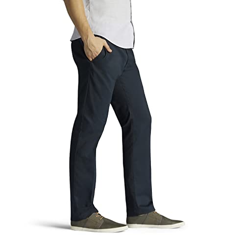 Lee Men's Extreme Motion Flat Front Slim Straight Pant Navy 30W x 32L