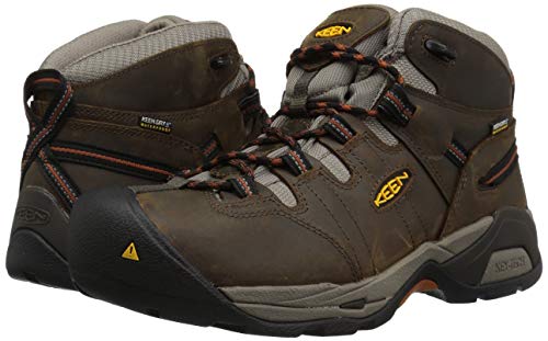 KEEN Utility Men's Detroit XT Mid Height Soft Toe Waterproof Work Boots, Black Olive/Leather Brown, 13 Wide