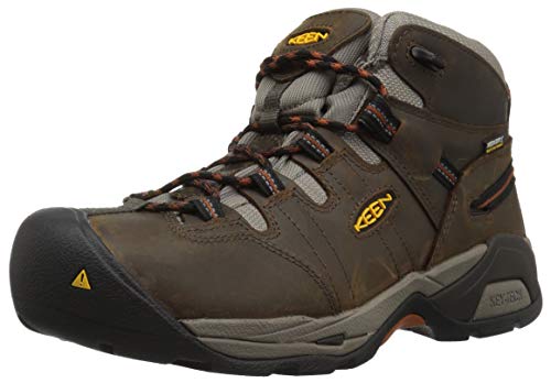 KEEN Utility Men's Detroit XT Mid Height Soft Toe Waterproof Work Boots, Black Olive/Leather Brown, 13 Wide