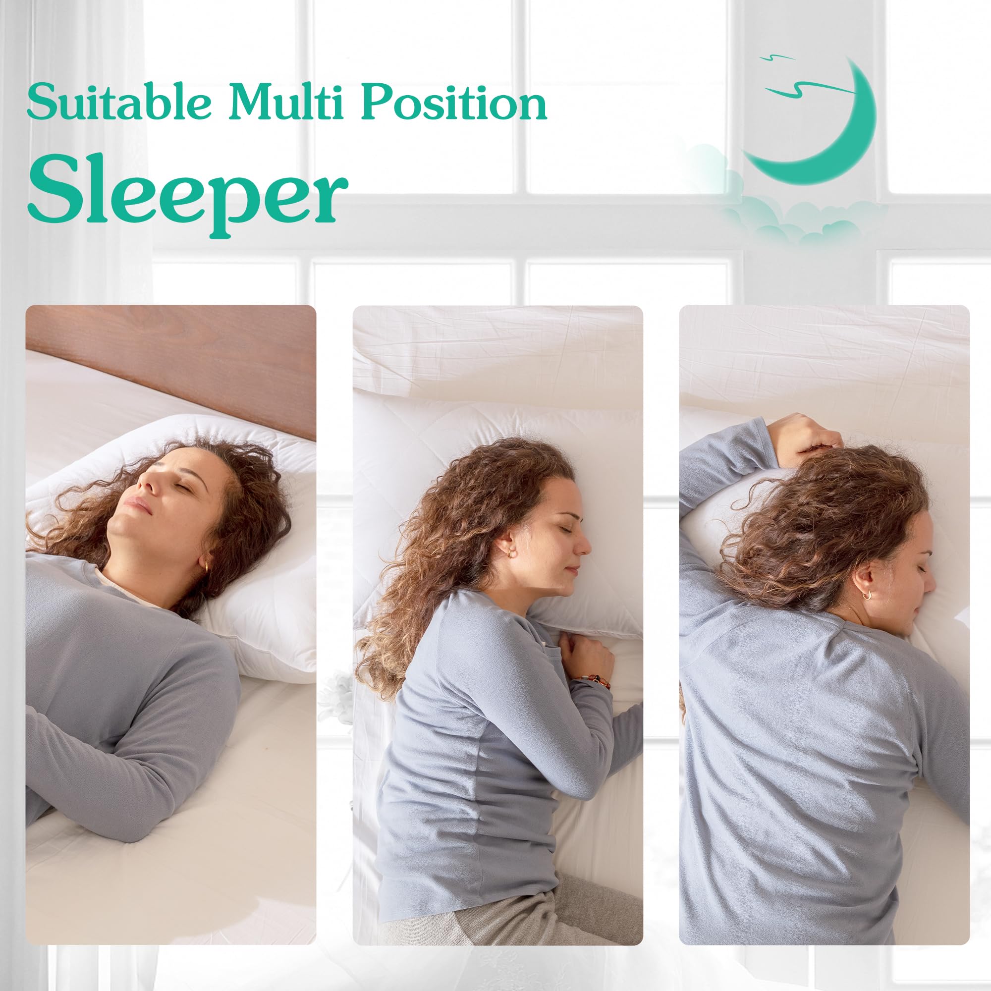 Three Geese White Goose Feather and Polyester Bed Pillows Queen/Standard Size Set of 1- Soft 600 Thread Count 100% Cotton, Medium Firm,Soft Support, White Solid