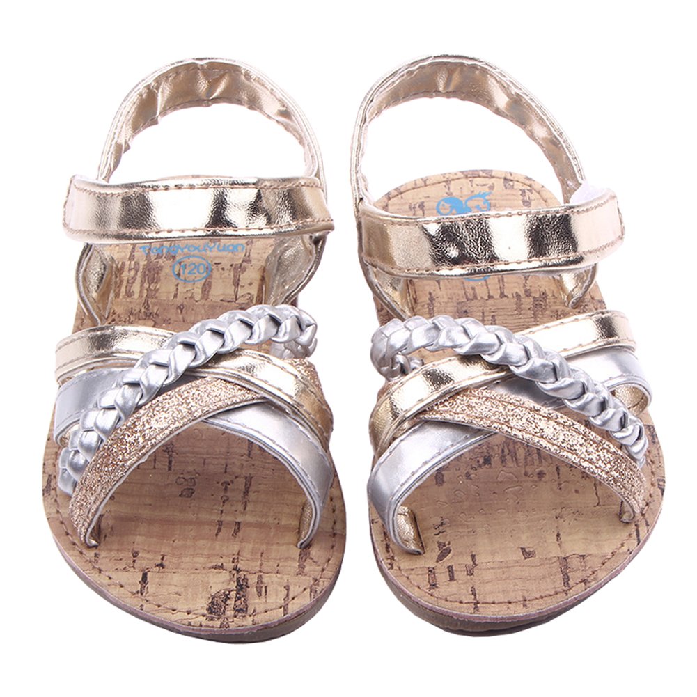Beeliss Baby Sandals Rubber Sole Summer Shoes (0-6 Months Infant, Gold, 0_months)