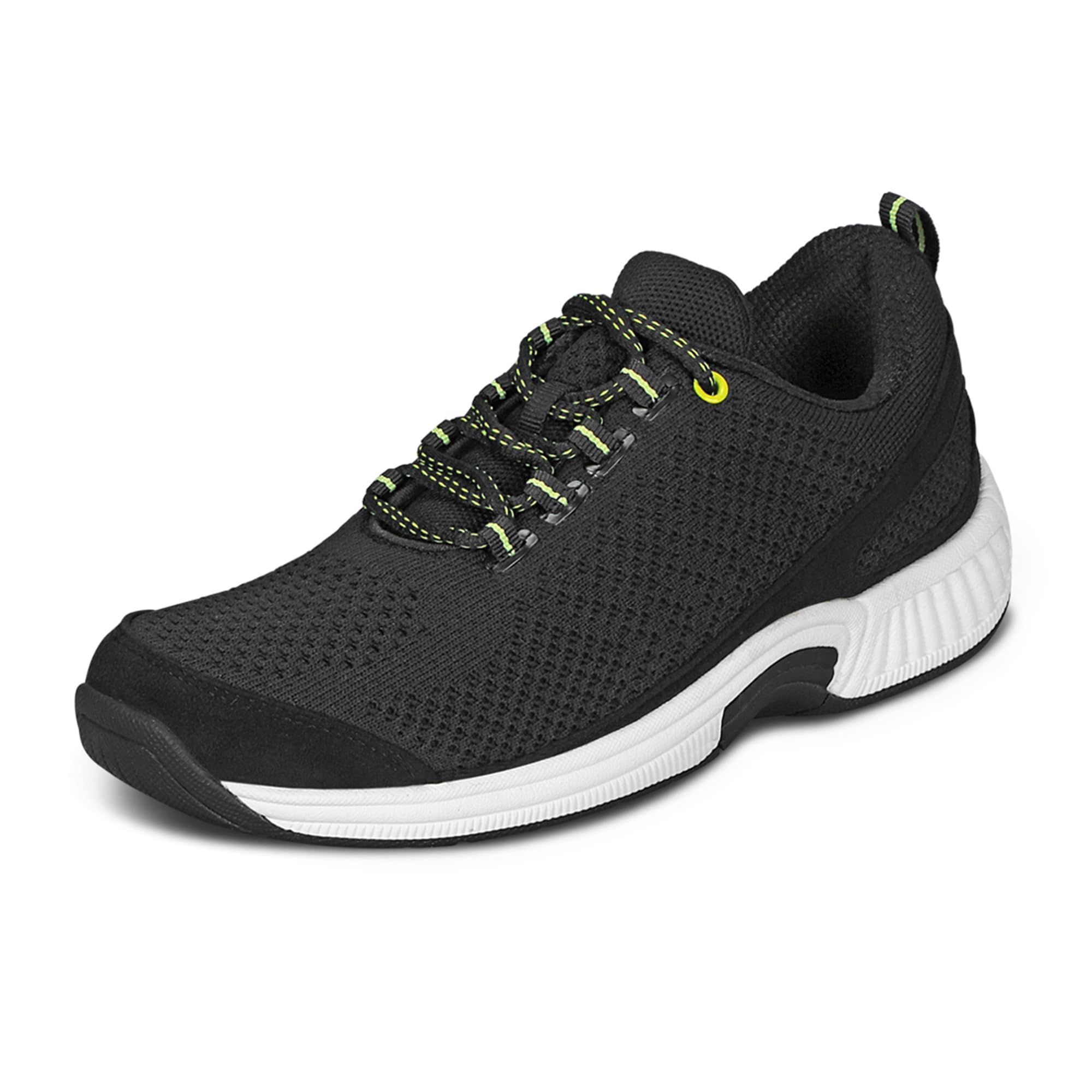 Orthofeet Women's Orthopedic Knit Coral Sneakers, Black, Size 8