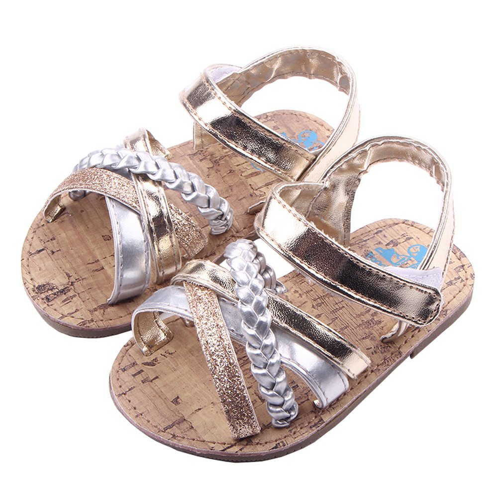 Beeliss Baby Sandals Rubber Sole Summer Shoes (0-6 Months Infant, Gold, 0_months)