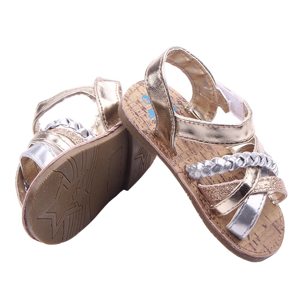 Beeliss Baby Sandals Rubber Sole Summer Shoes (0-6 Months Infant, Gold, 0_months)