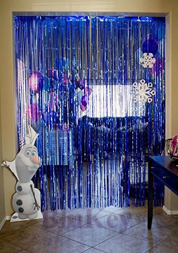 Blukey 2 Pack 3ft x 8ft Foil Fringe Backdrop Metallic Tinsel Door Window Curtain Party Photo Booth Props for Birthday Bachelorette Wedding Graduation Party Decorations (Royal Blue)