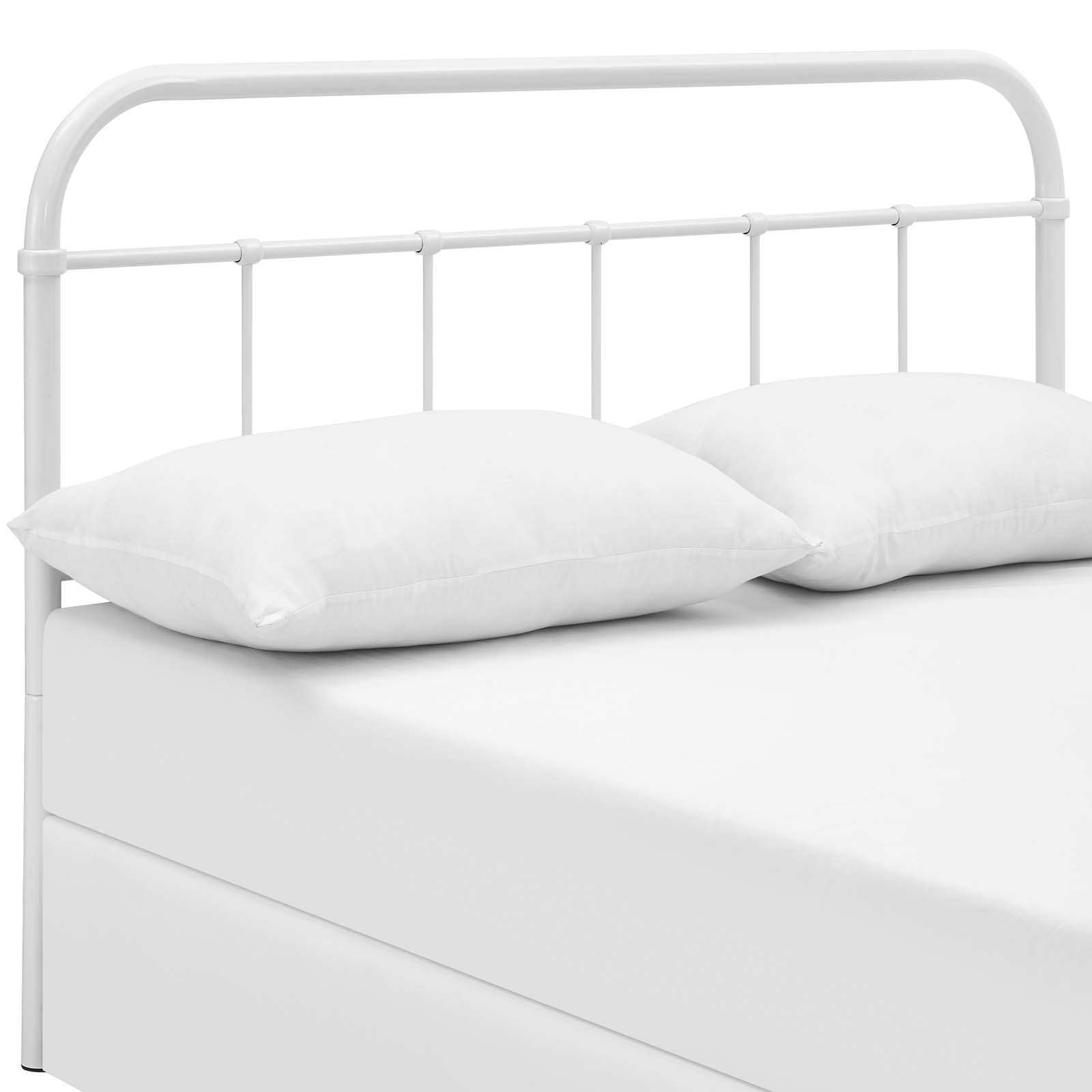 Modway Serena Rustic Farmhouse Style Steel Metal White Headboard Size, Queen