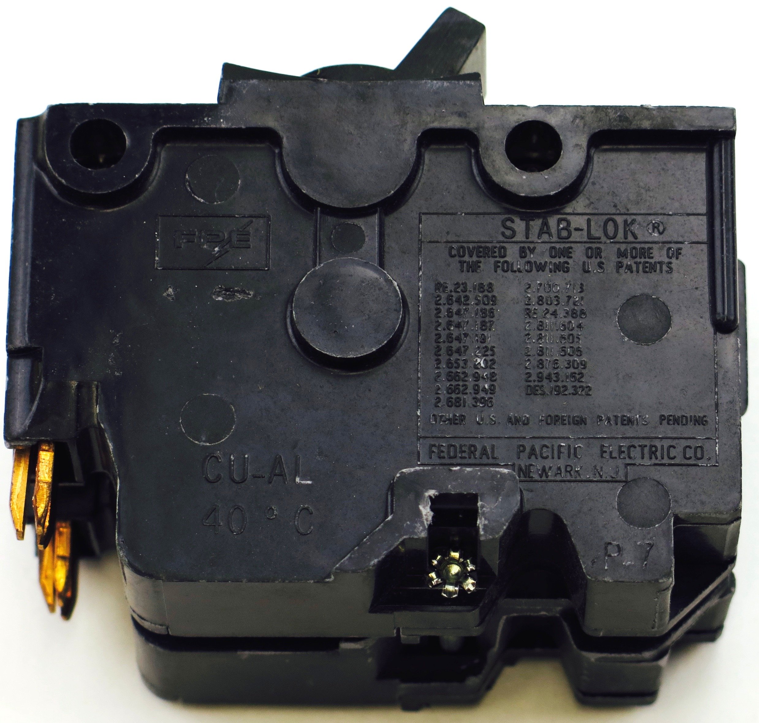 A NA215 STAB-LOK FEDERAL PACIFIC 15 AMP, 2 POLE FPE BREAKER 15A 2P THICK SERIES 215 NI
